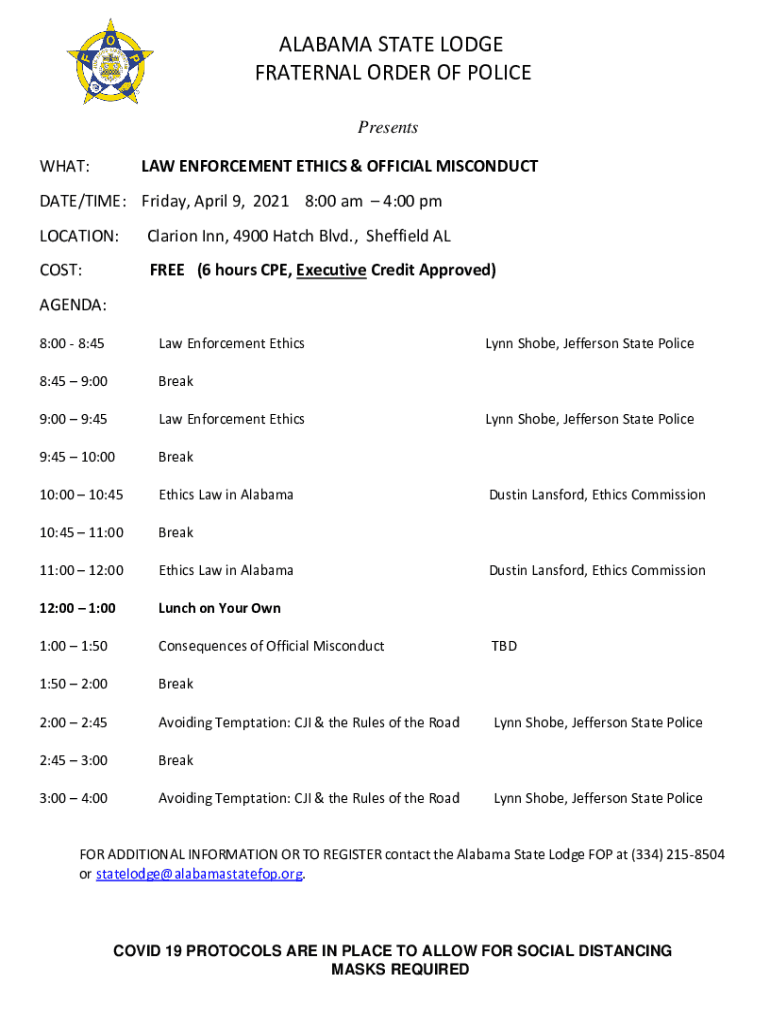 Fillable Online Alabama State Fraternal Order Of PoliceCommitted to ...