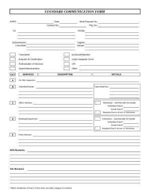 STANDARD COMMUNICATION - National Park Service Doc Template | pdfFiller