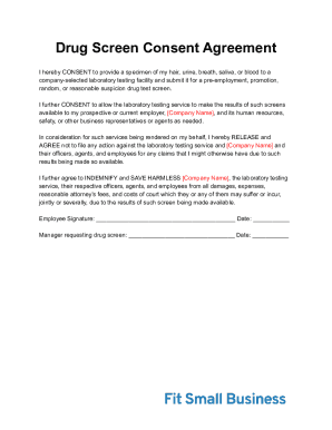 Fillable Online Sample Drug Screen Consent Form Fax Email Print - pdfFiller