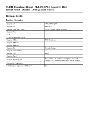 Fillable Online SLFRF Compliance Report - SLT-0952-P&E Report-Q1 2022 ...