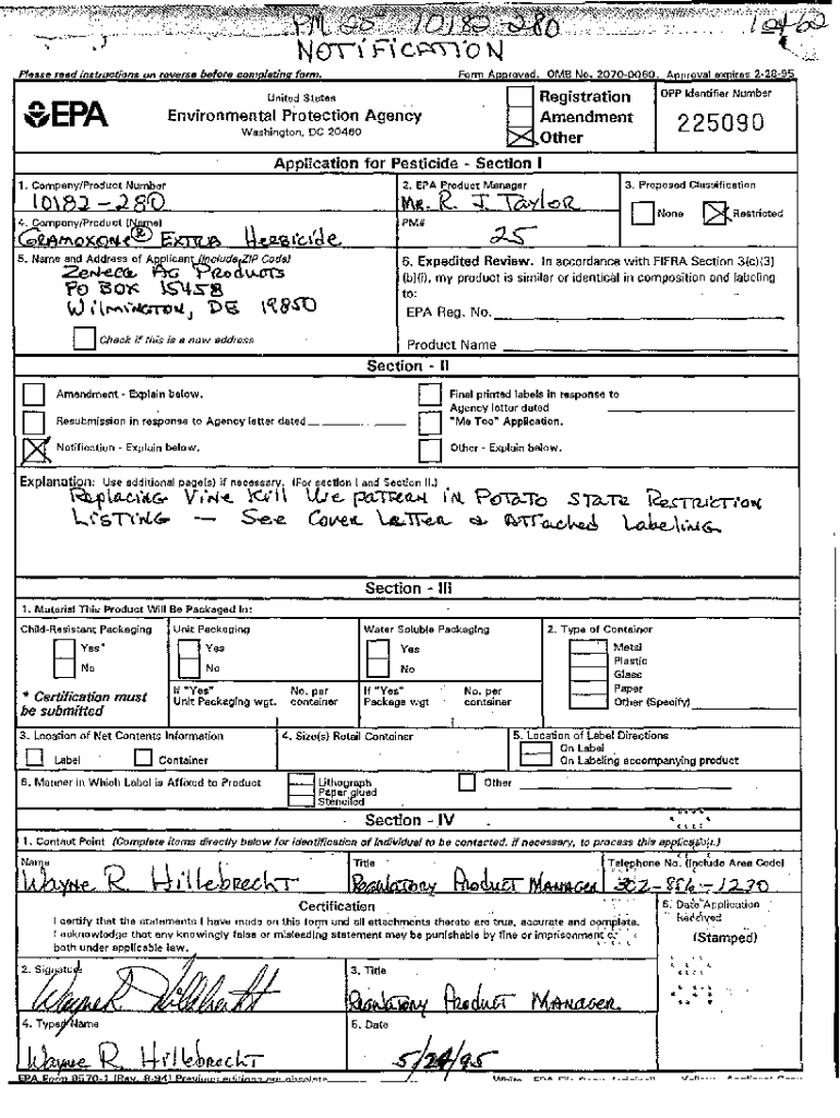 Fillable Online OPP Identifier Number &EPA Environmental Protection ...
