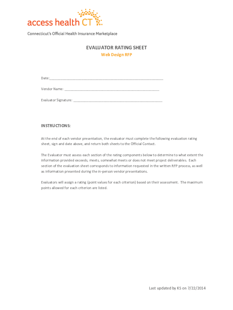 Fillable Online EVALUATOR RATING SHEET Fax Email Print - pdfFiller