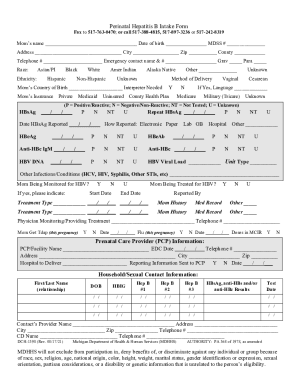 Fillable Online doh.wa.govformsPerinatal Hepatitis B Prevention Program ...