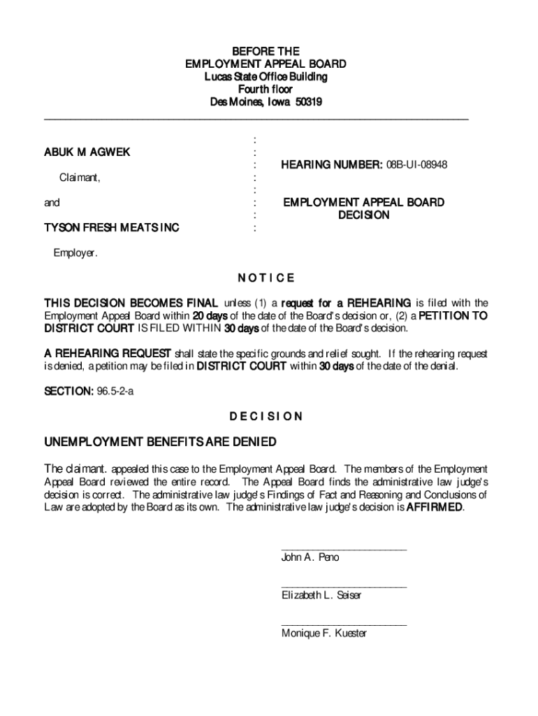 Fillable Online UNEMPLOYMENT BENEFITS ARE DENIED Fax Email Print - pdfFiller