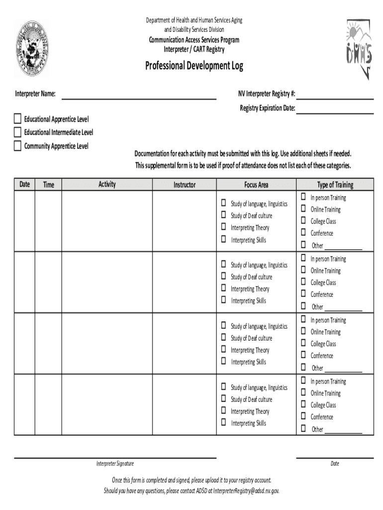 Fillable Online Professional Development Plan Log.xlsx Fax Email Print ...