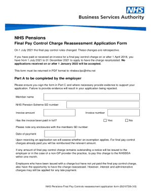Fillable Online NHS Pensions-Final Pay Controls reassessment ...