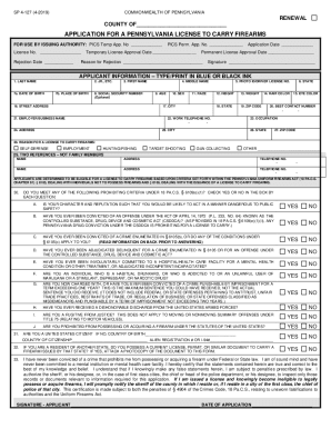 Fillable Online APPLICATION FOR A PENNSYLVANIA LICENSE TO CARRY ...