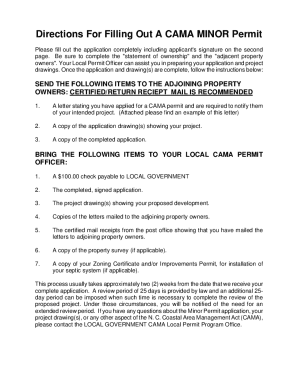 Fillable Online Minor Permit Application directions - files.nc.gov Fax ...