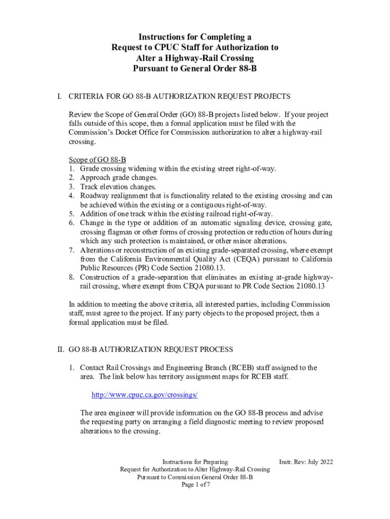 Fillable Online www.cpuc.ca.govgo88bauthreqformGO 88-B Request Form and ...