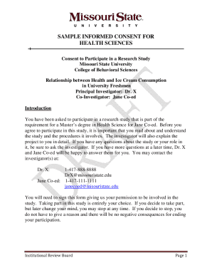 Fillable Online ora missouristate Free Research Informed Consent Form ...
