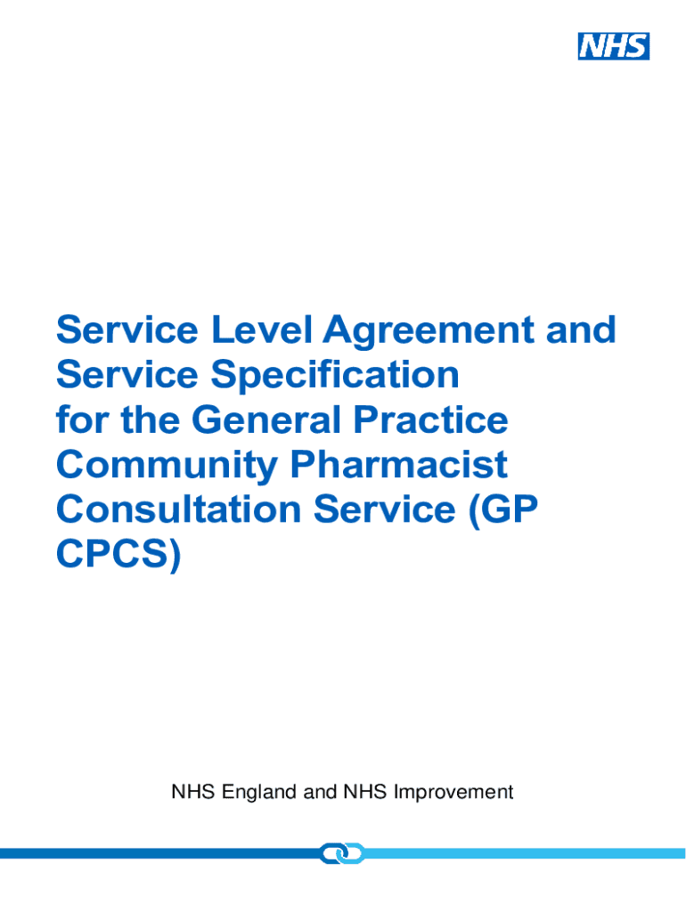 Fillable Online Service Level Agreement and Service Specification for ...