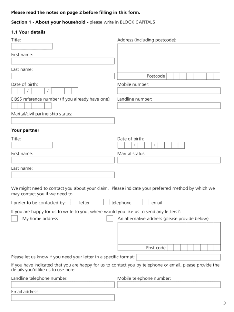 Fillable Online EIBSS - Child payments application form - NHS Business ...