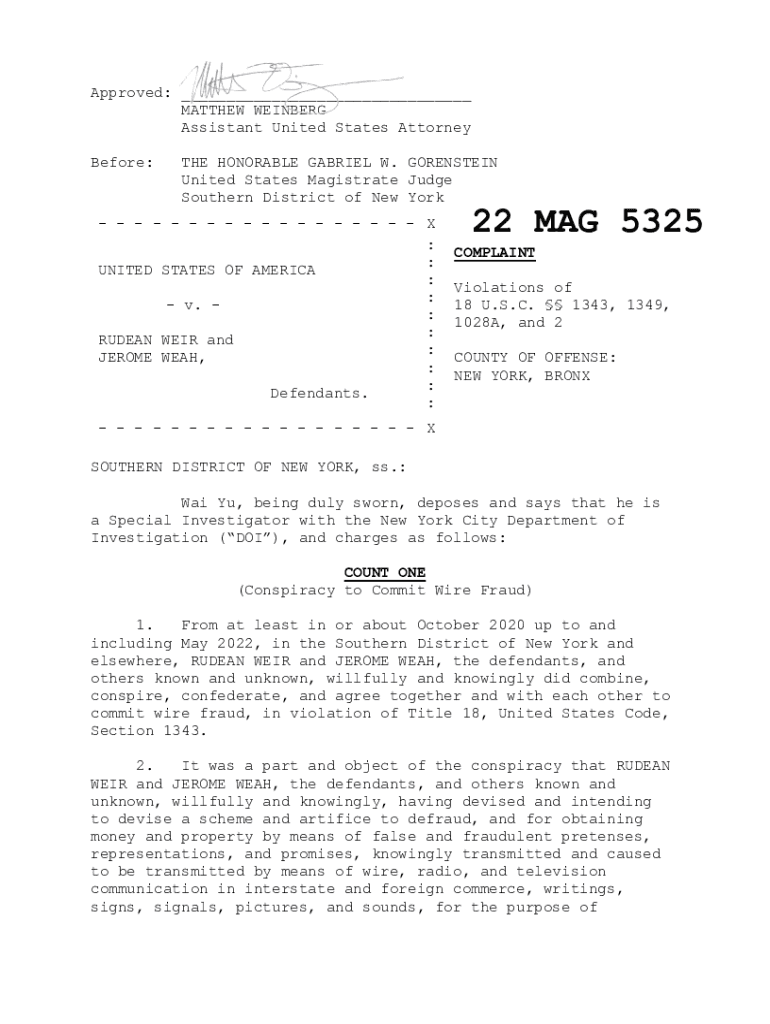 Fillable Online 22 MAG 5325 Fax Email Print - pdfFiller