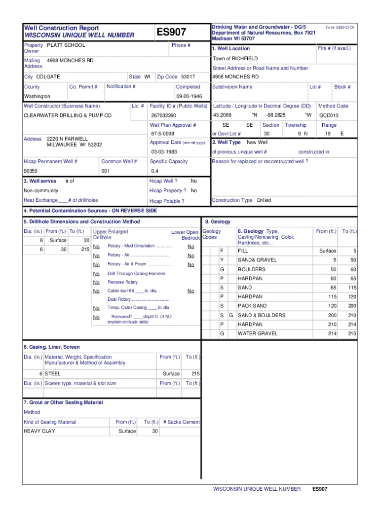Fillable Online dnr wi dnr.wi.gov WellConstructionSearch ...