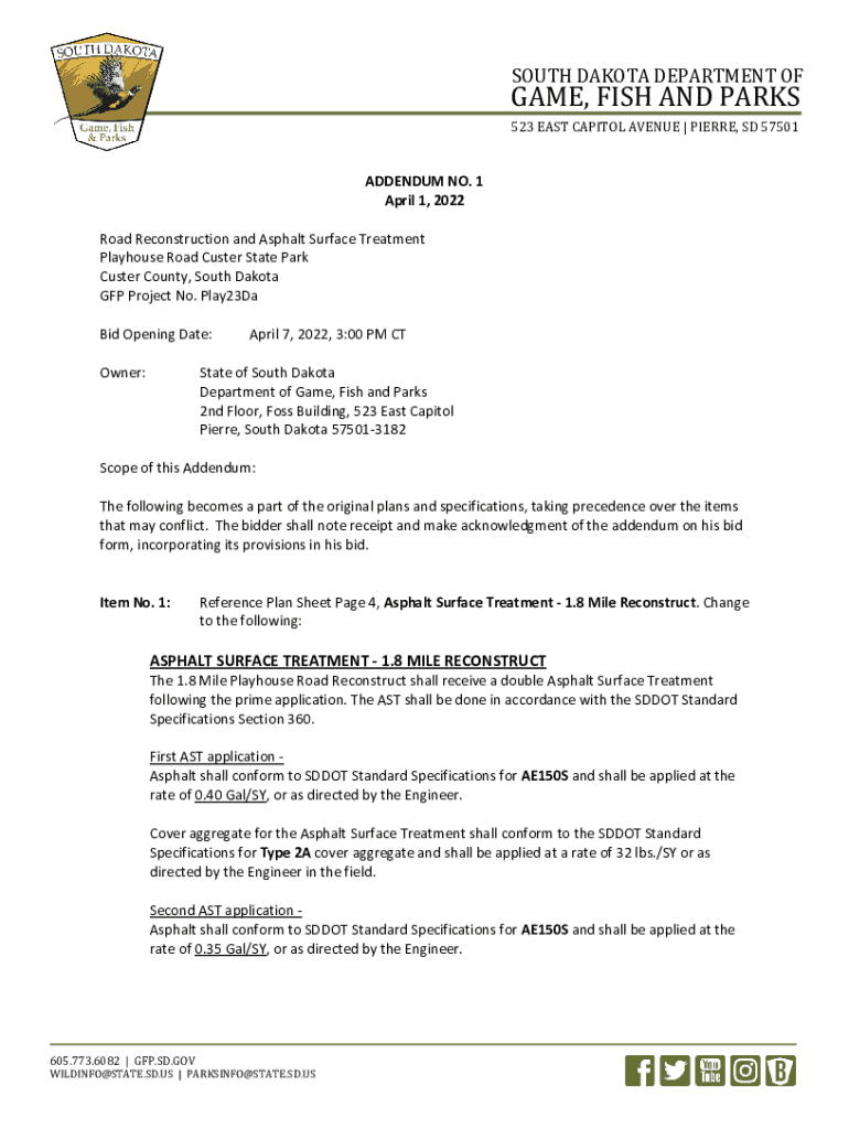 Fillable Online gfp sd SOUTH DAKOTA DEPARTMENT OF GAME, FISH AND PARKS ...