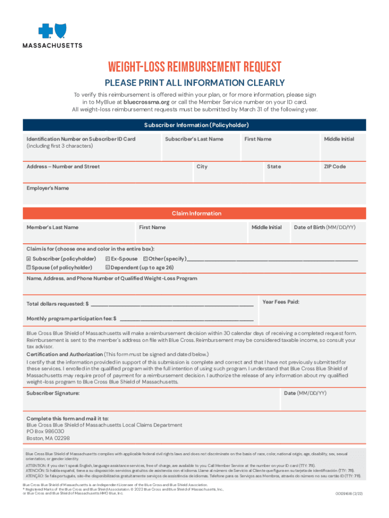 Fillable Online fill.ioWeight-Loss-Reimbursement-RequestFill - Free ...