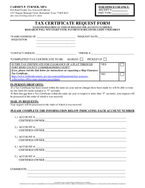 Fillable Online tax certificate request form Fax Email Print - pdfFiller