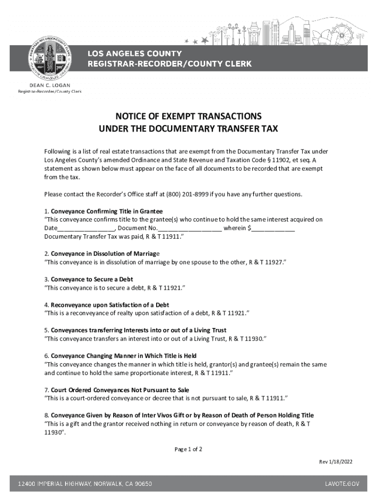 Fillable Online Notice of Exempt Transactions Under the Documentary ...