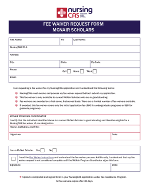 Fillable Online NursingCAS Application Fees and Fee Waivers - Liaison ...