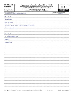 Fillable Online form-990-schedule-o.pdffiller.com2021 Form IRS 990 - Schedule O Fill Online ...