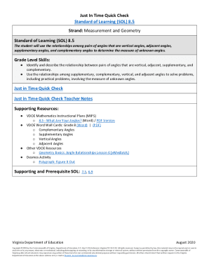 Fillable Online doe virginia Just In Time Quick Check Standard of ...