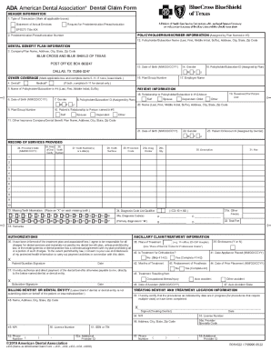 Fillable Online ADAClaimForm.pdf - Dental Claim Form HEADER INFORMATION ...
