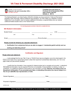 Fillable Online studentaid.govappapiDischarge Application: Total and Permanent Disability Fax ...