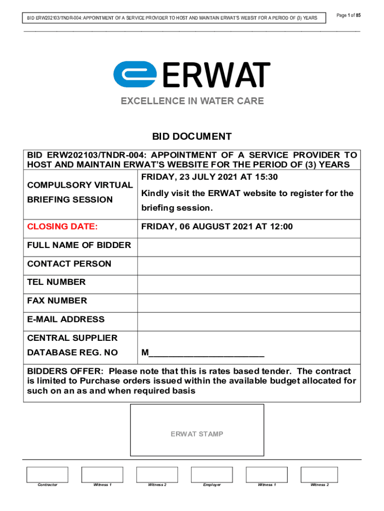 Fillable Online erwat.co.zatenderthe-appointment-of-a-serviceTHE ...