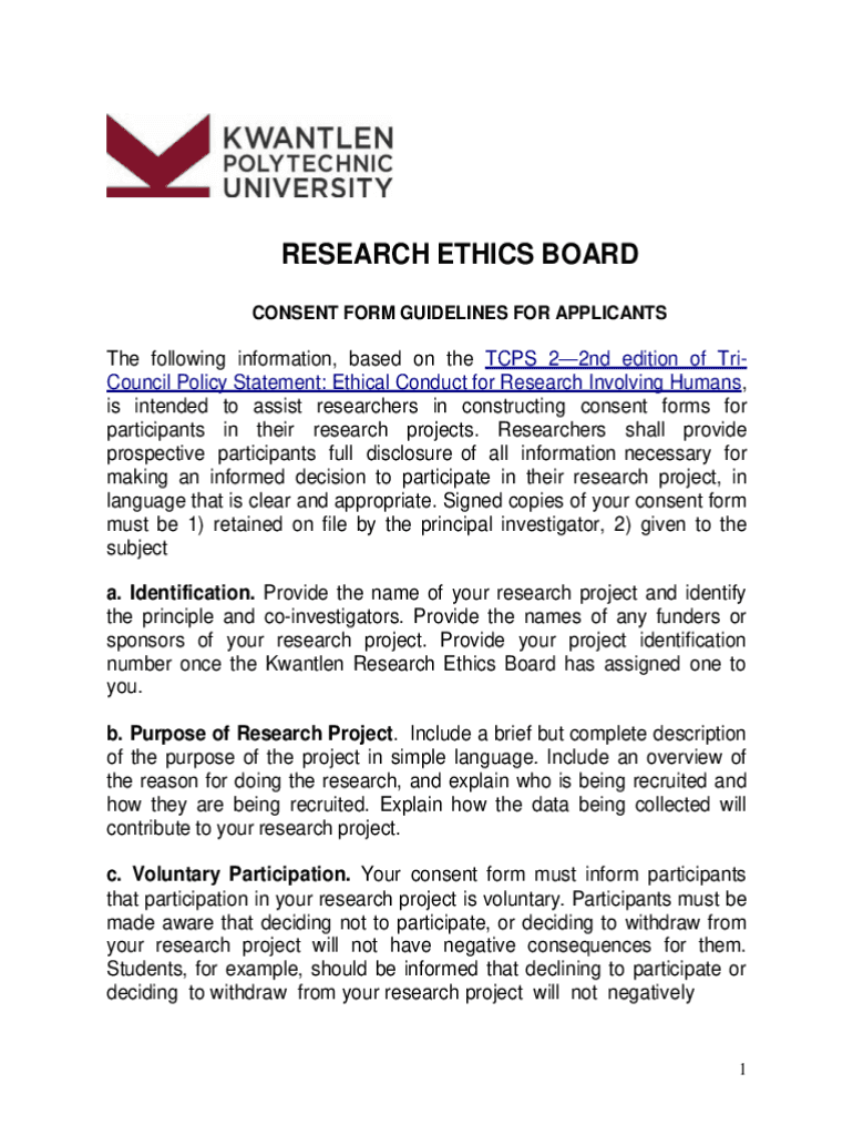 Fillable Online Tri-Council Policy Statement: Ethical Conduct for ...