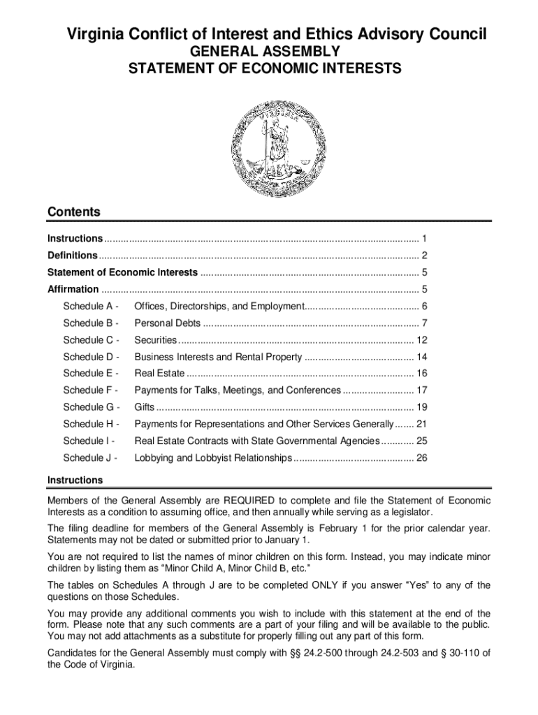 Fillable Online Fillable Virginia Conflict of Interest and Ethics ...