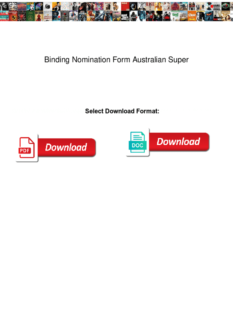 Fillable Online Binding Nomination Form Australian Super. Binding ...