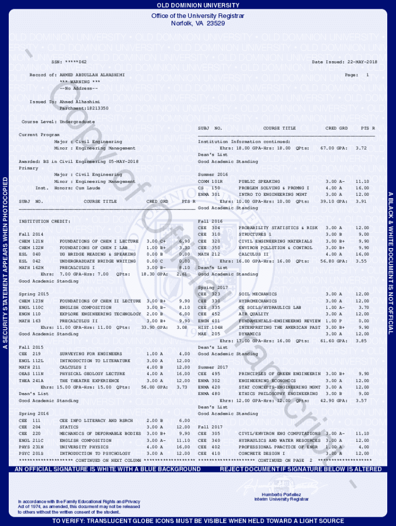 Fillable Online PDF Copy of Official Transcript Fax Email Print - pdfFiller