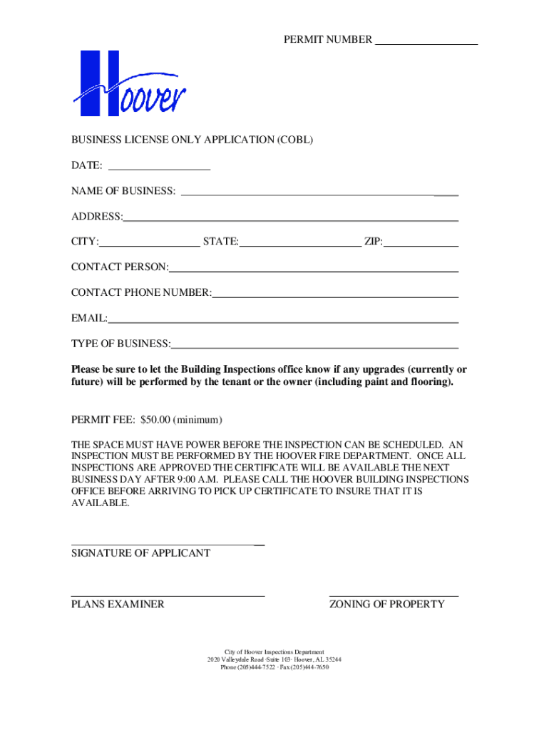 Fillable Online PERMIT NUMBER BUSINESS LICENSE ONLY APPLICATION ... Fax ...