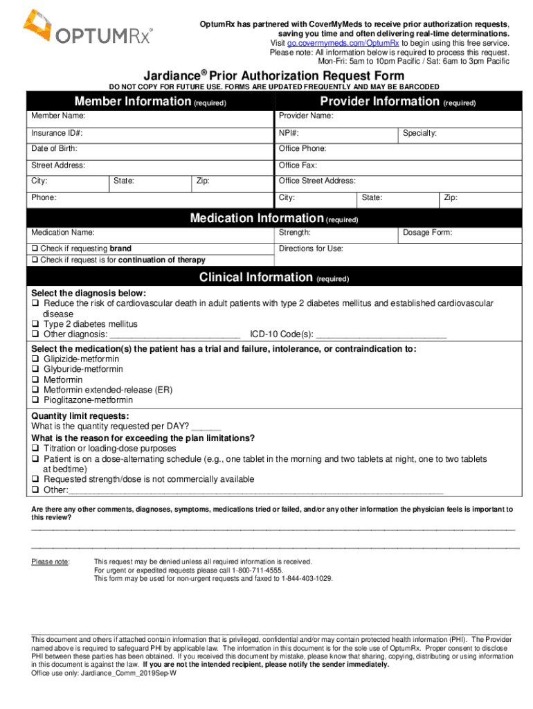 Fillable Online 2021 Form OptumRx Medication Prior Authorization Request ... - pdfFiller Fax ...