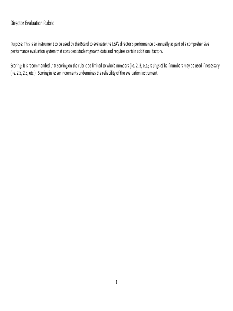 Fillable Online Director Evaluation Rubric Fax Email Print - pdfFiller