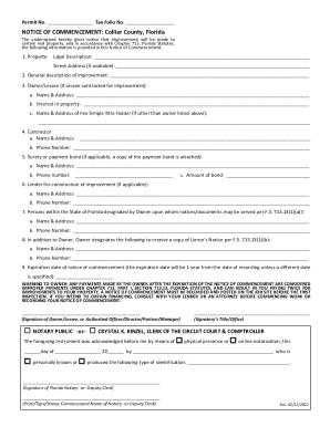 Fillable Online Florida Notice of Commencement: Who Must File and WhenFlorida Notice of ...