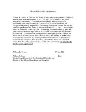 Fillable Online www.uspto.govsitesdefaultNotice of Petition for ...