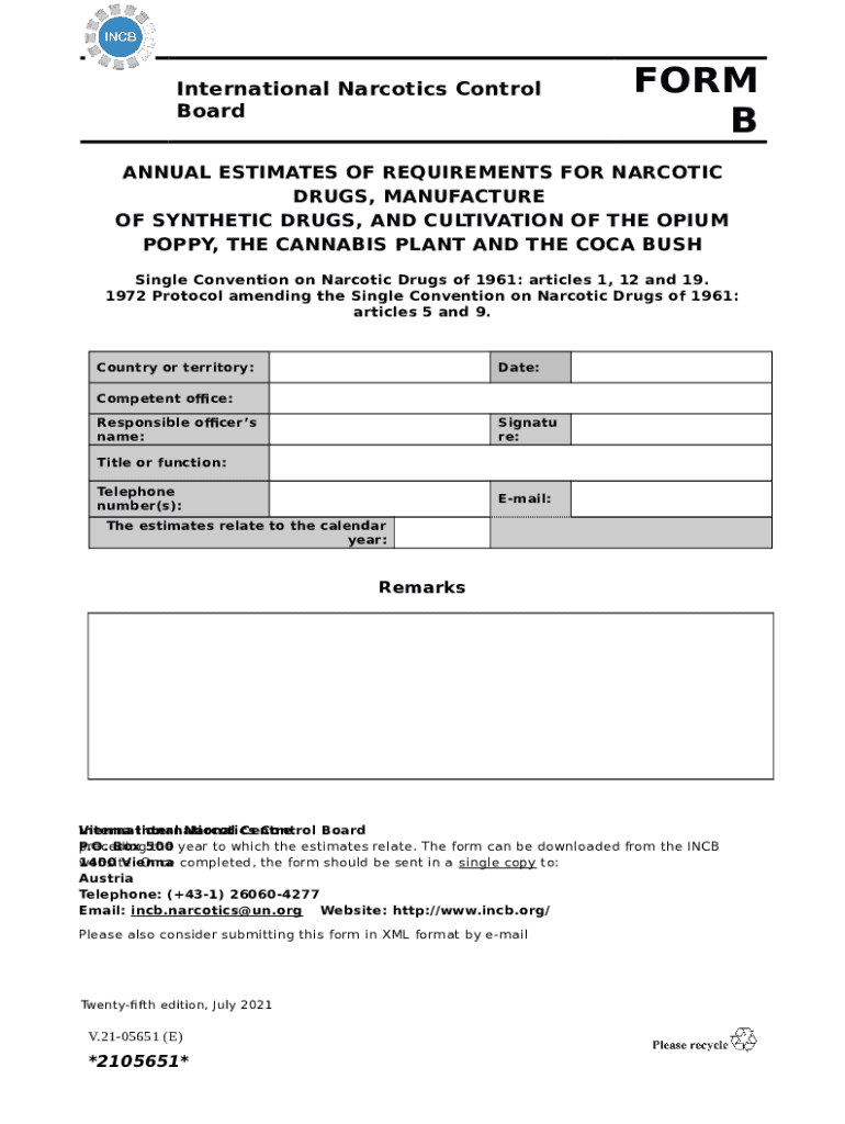 ANNUAL ESTIMATES OF REQUIREMENTS OF NARCOTIC DRUGS ... - INCB Doc ...