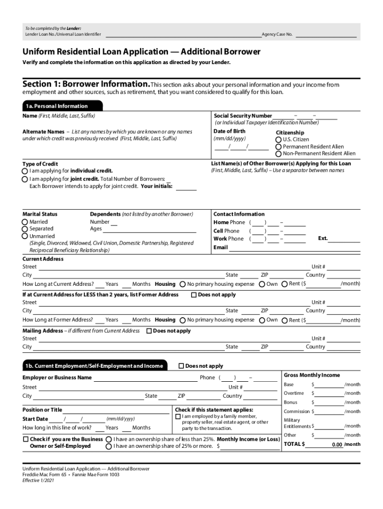 Fillable Online Fillable Online Uniform Residential Loan Application Additional ... Fax Email ...
