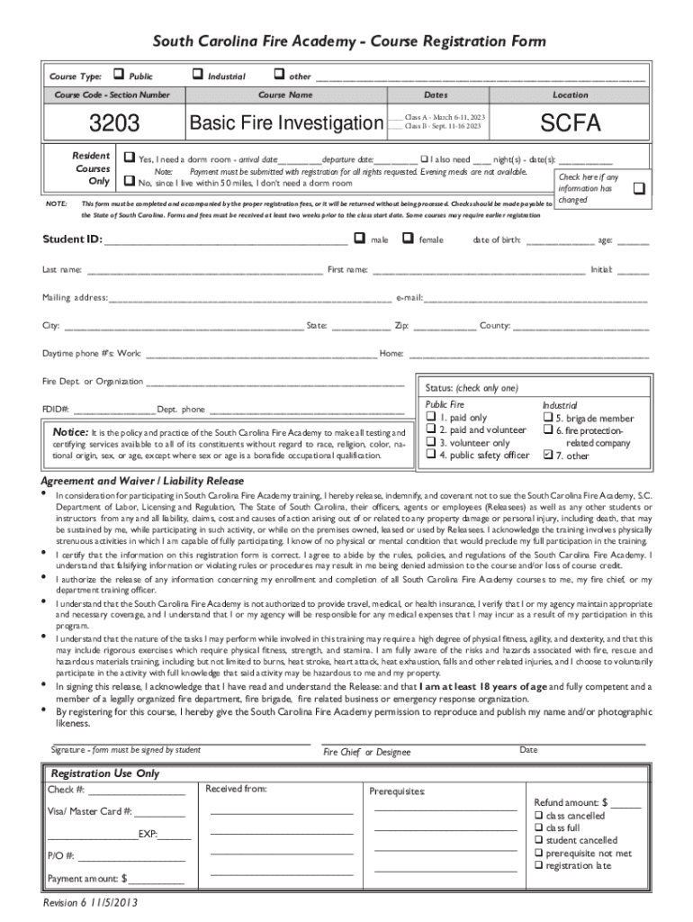 Fillable Online Industrial Fire Brigade Training - SC State Fire Fax ...