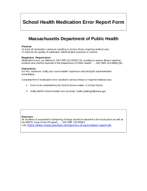 School Health Medication Error Report Doc Template | pdfFiller