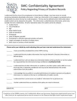 Fillable Online SMC: Confidentiality Agreement - Santa Monica College ...