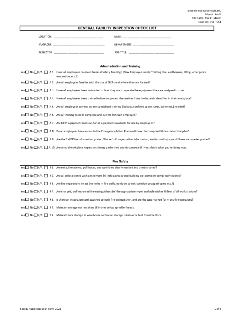 Fillable Online Facility Audit Inspection Form 2022 Fax Email Print ...