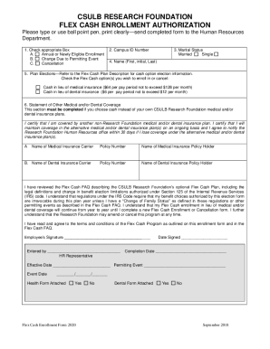 Fillable Online csulb research foundation flex cash enrollment ...