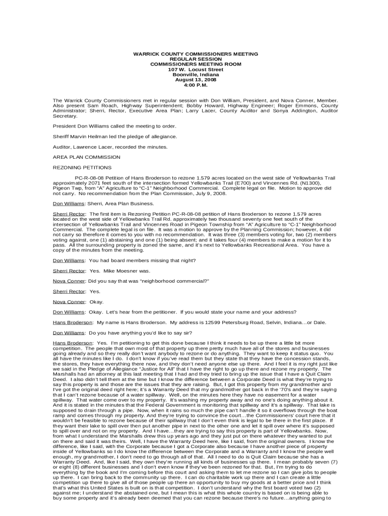Warrick County, Indiana Doc Template | pdfFiller