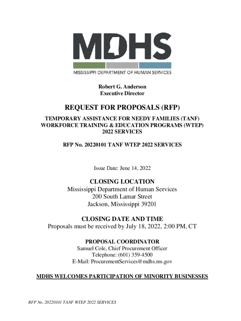 Fillable Online REQUEST FOR PROPOSALS (RFP) - Mississippi Department of ...