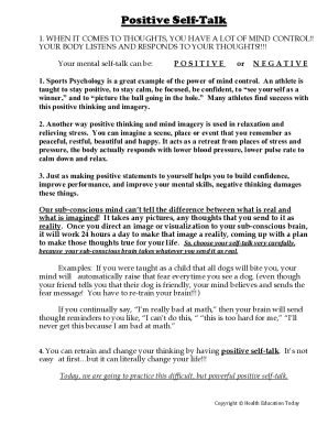 Fillable Online Positive Self-Talk Worksheet.doc Fax Email Print ...