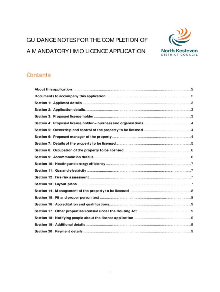 Fillable Online Guidance for Completing the HMO Licence Application ...
