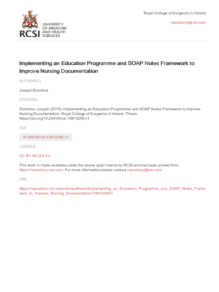 Fillable Online Implementing an Education Programme and SOAP Notes ...