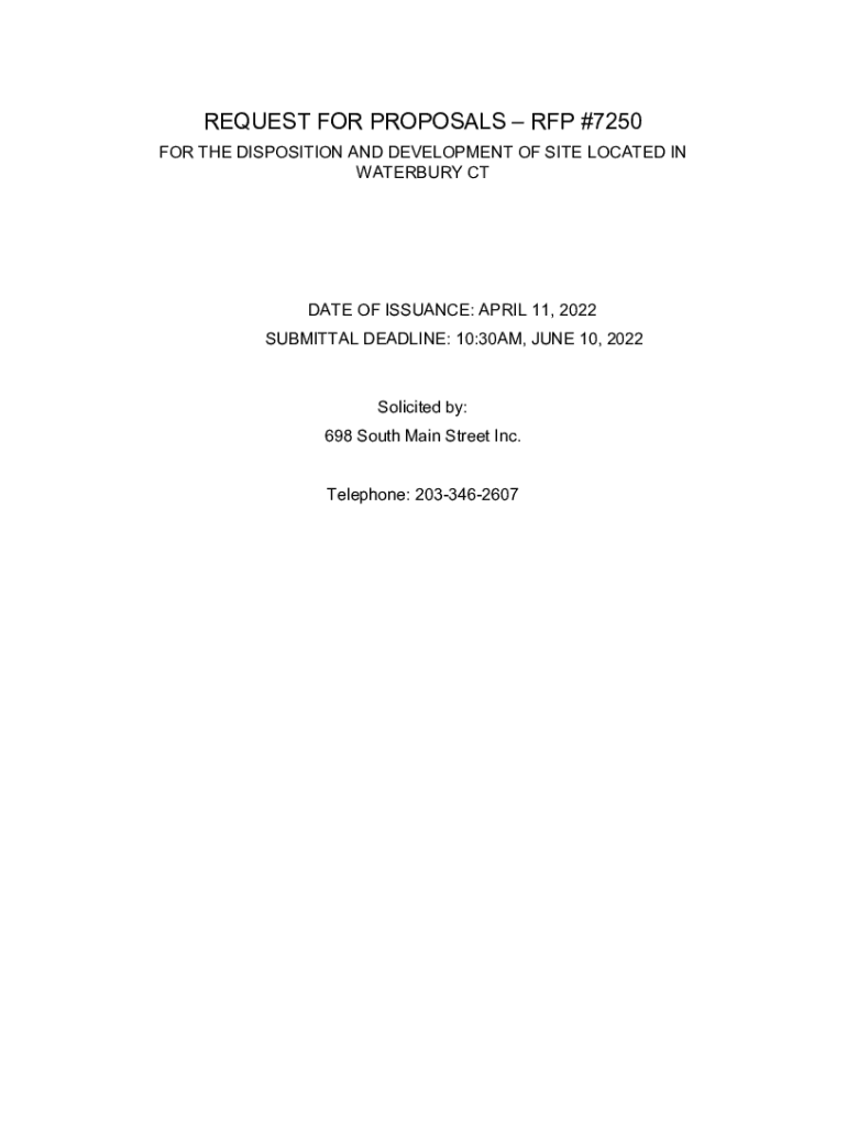 Fillable Online REQUEST FOR PROPOSALSRFP #7250 - WDC ONLINE Fax Email ...